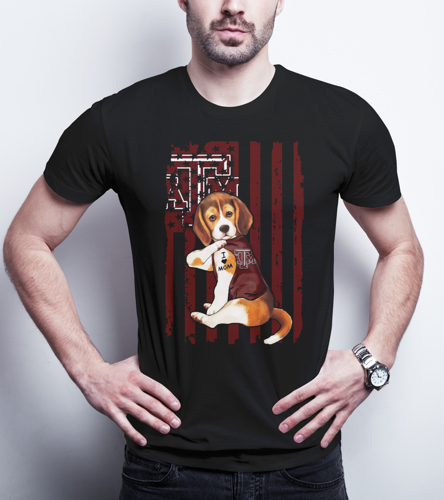 Texas A&M Aggies Beagle I Love Mom T-Shirt