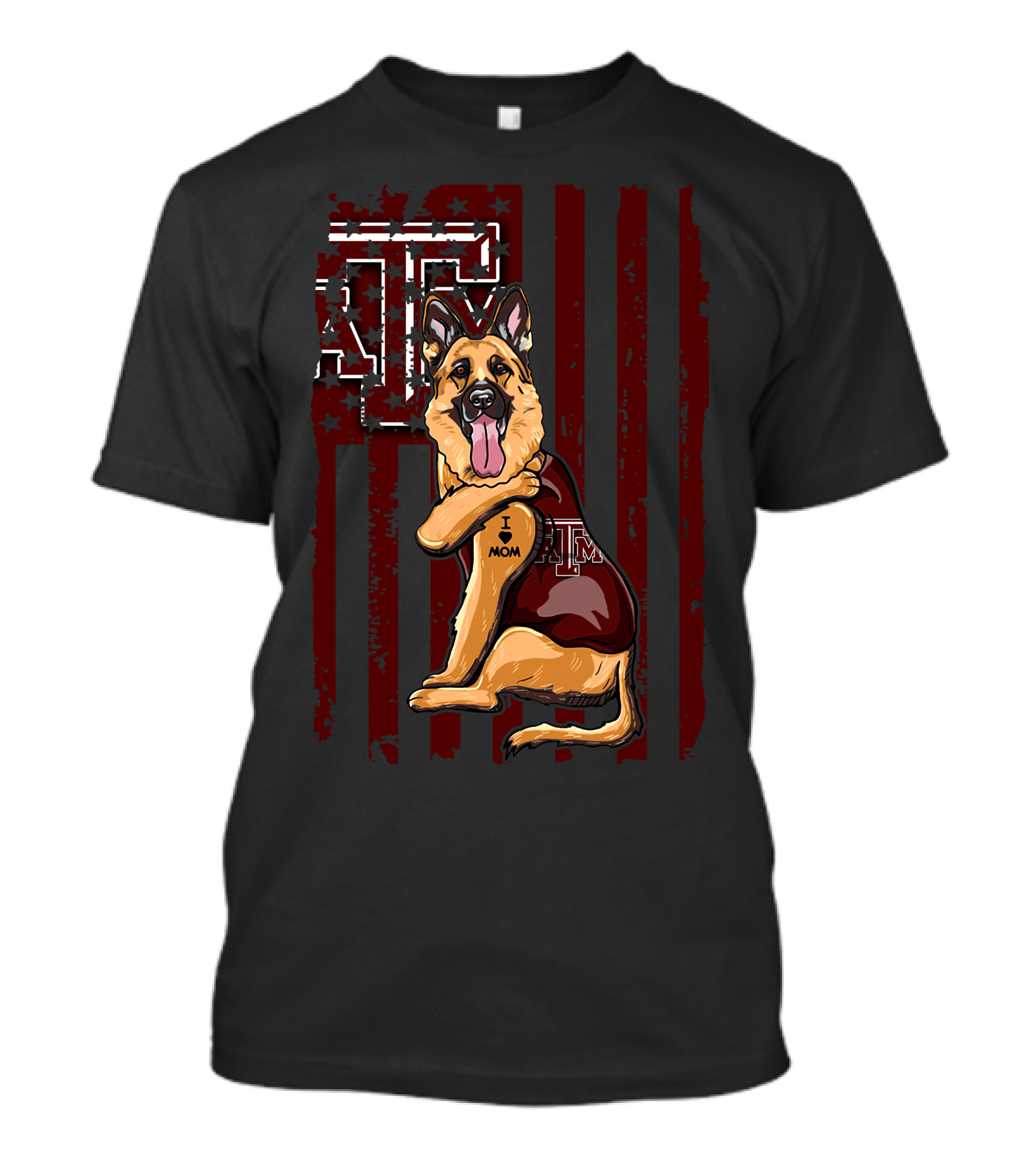 German Shepherd Texas A&M Aggies I Love Mom T-Shirt
