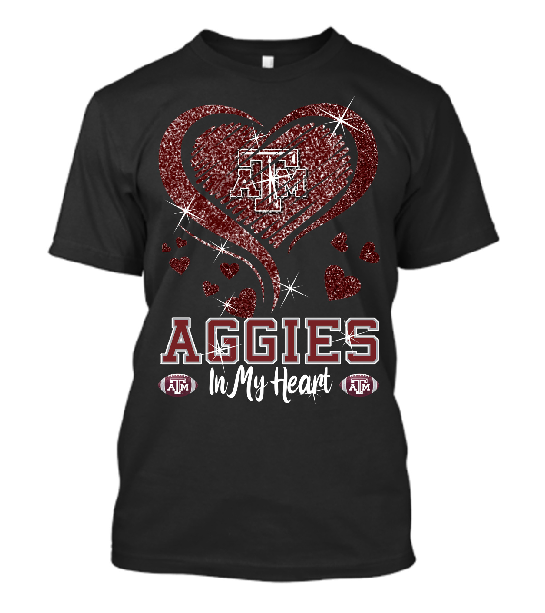 Aggies In My Heart Texas A&M Football Sparkling T-Shirt