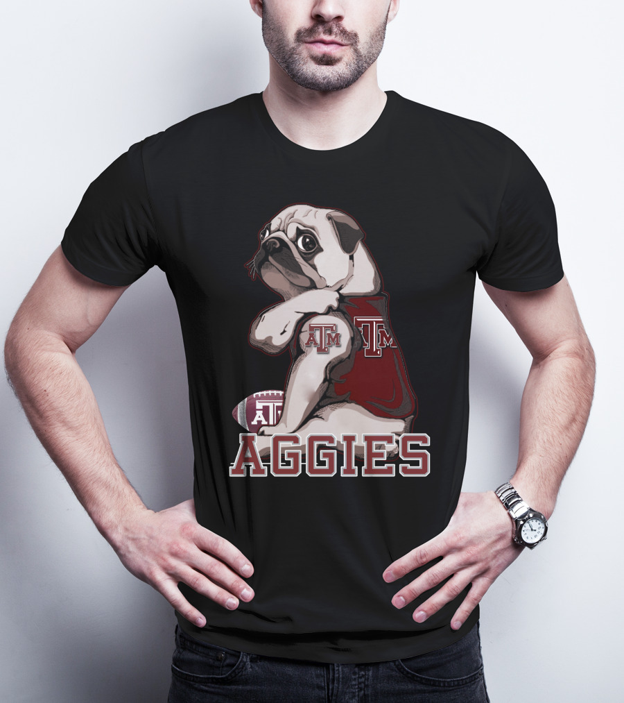 Pug Texas A&M Aggies Football Team Mascot T-Shirt