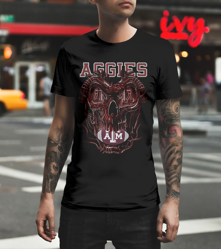 Aggies Dragonskull Texas A&M Football T-Shirt
