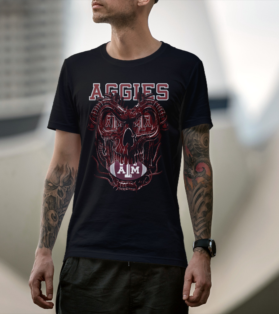 Aggies Dragonskull Texas A&M Football T-Shirt