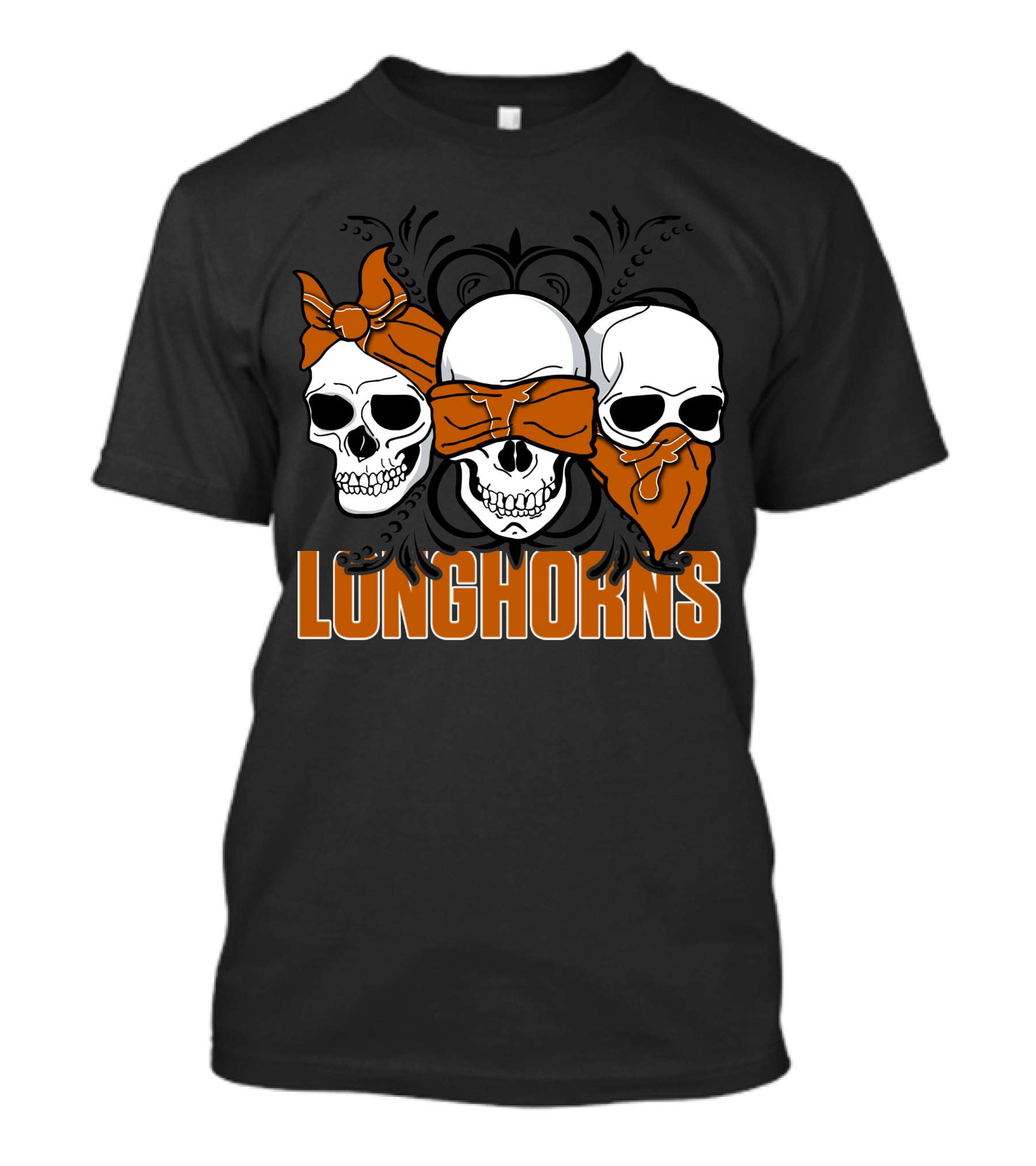 3 Skull Longhorns Bandana Trio T-Shirt
