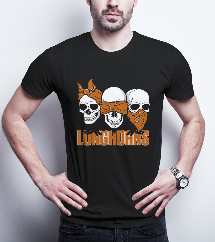 3 Skull Longhorns Bandana Trio T-Shirt