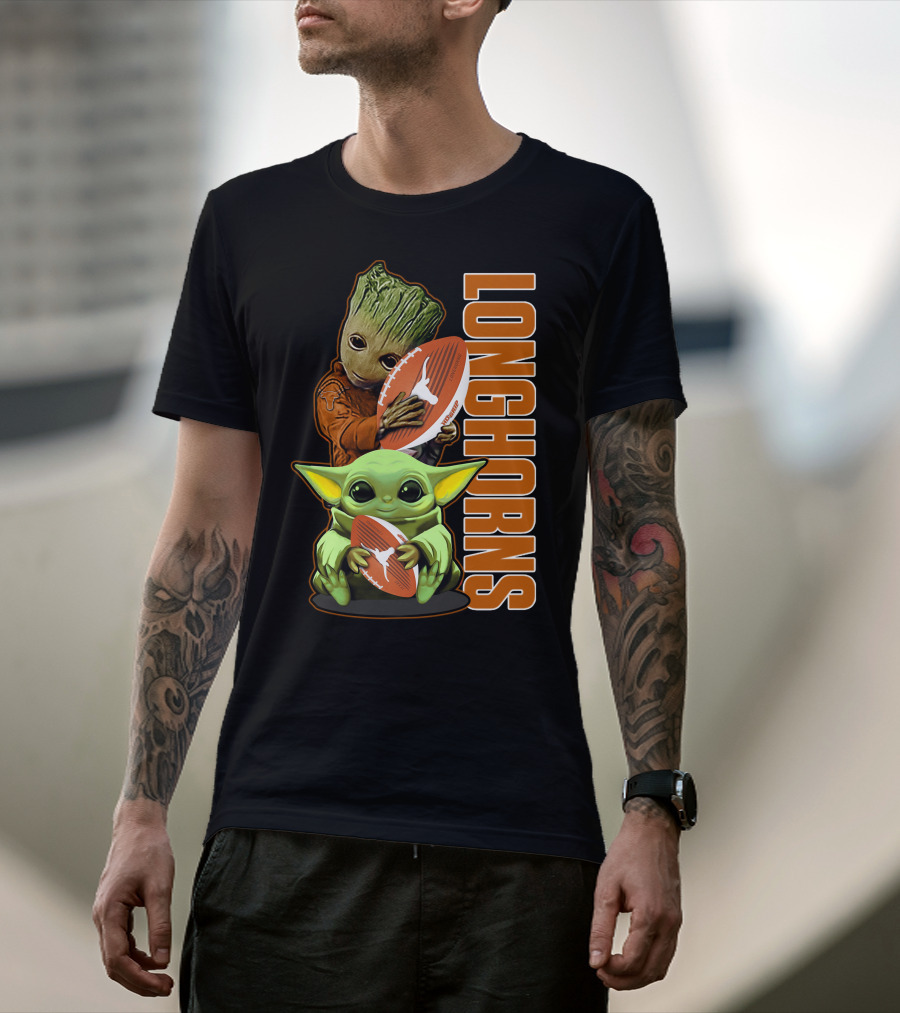 Grzd Texas Longhorns Football Grogu Groot T-Shirt