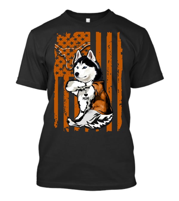 Siberian Husky Mom Texas Longhorns Flag Stars T-Shirt