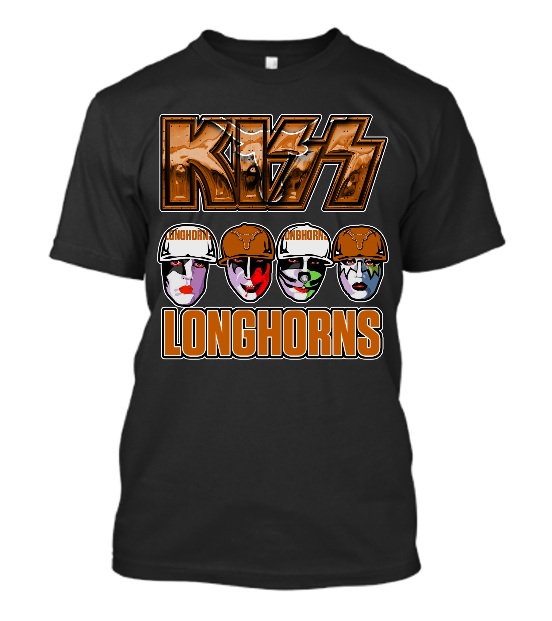KISS Longhorns Texas Band-Themed NCAA Collaboration T-Shirt