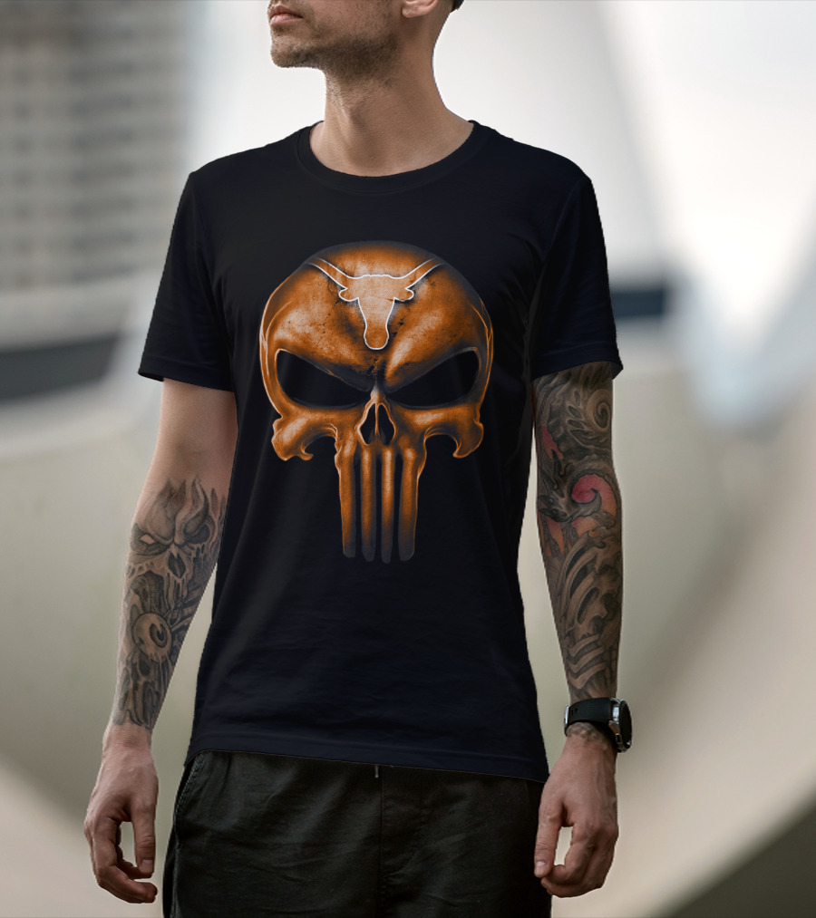 Texas Longhorns Punisher Skull T-Shirt