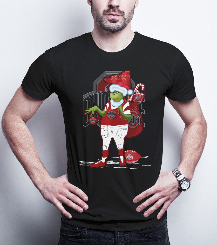 Grinch Christmas Ohio State Buckeyes Holiday Football Fan Gear T-Shirt