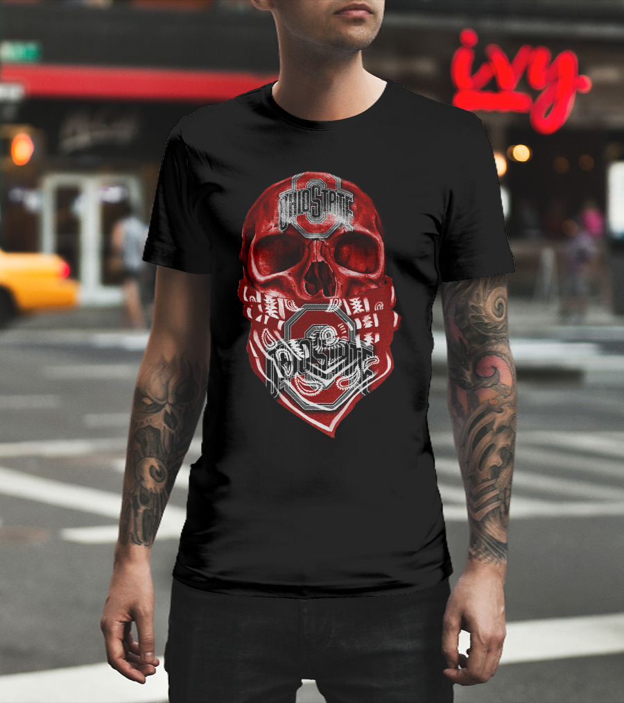 Ohio State Buckeyes Skull With Bandana T-Shirt
