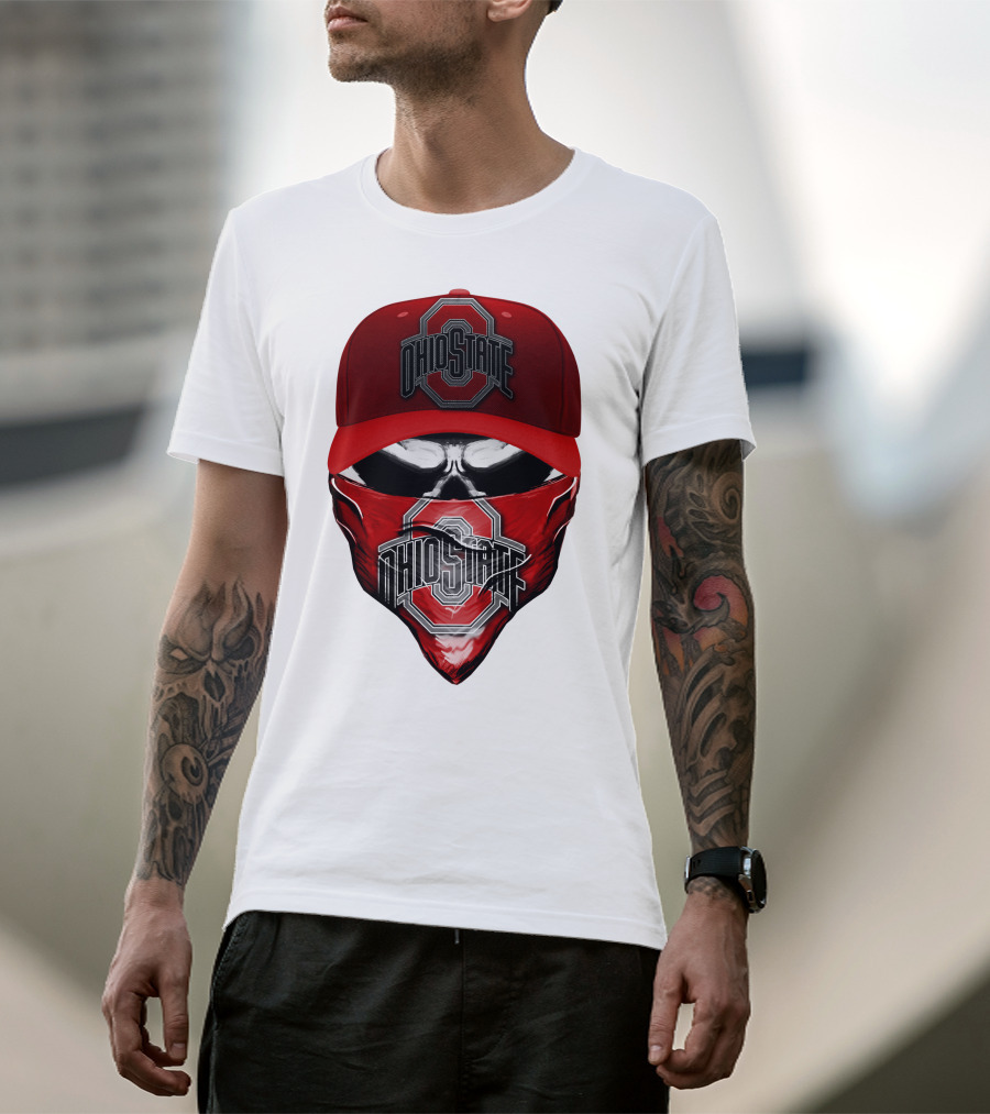 Ohio State Buckeyes Skull Bandana Hat T-Shirt