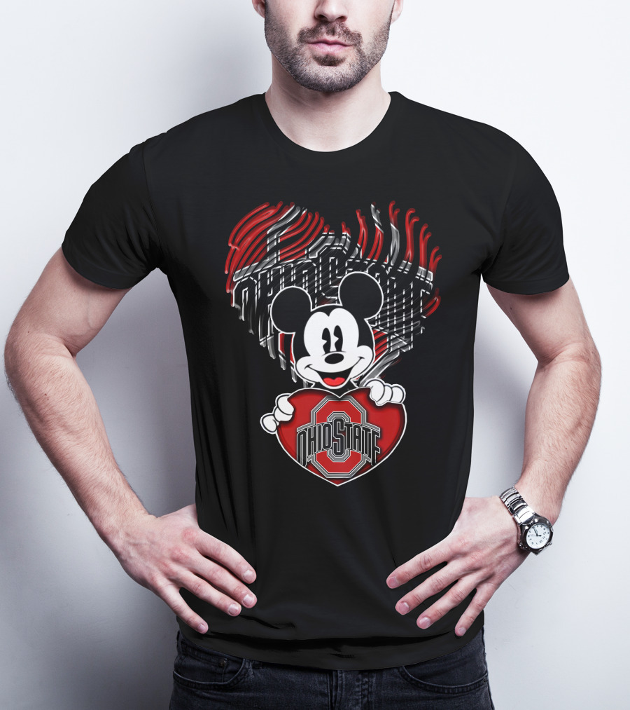 Mick Ohio State Buckeyes Heart Logo Mickey T-Shirt