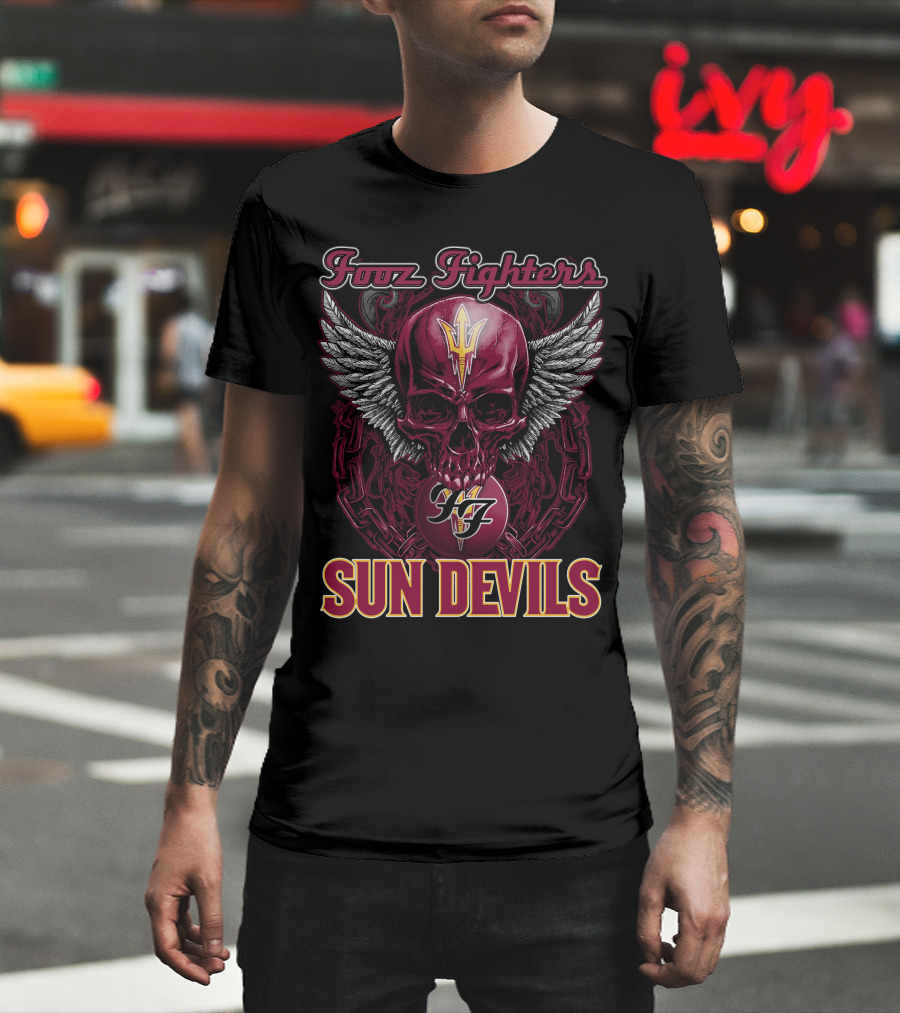 Fooz Fighters Sun Devils Skull Wings Chains T-Shirt