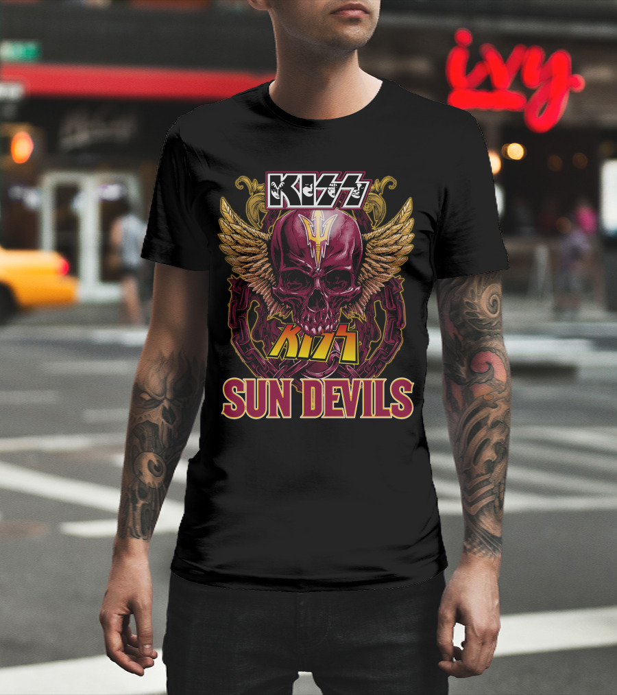 KISS Sun Devils Skull With Wings And Chain T-Shirt