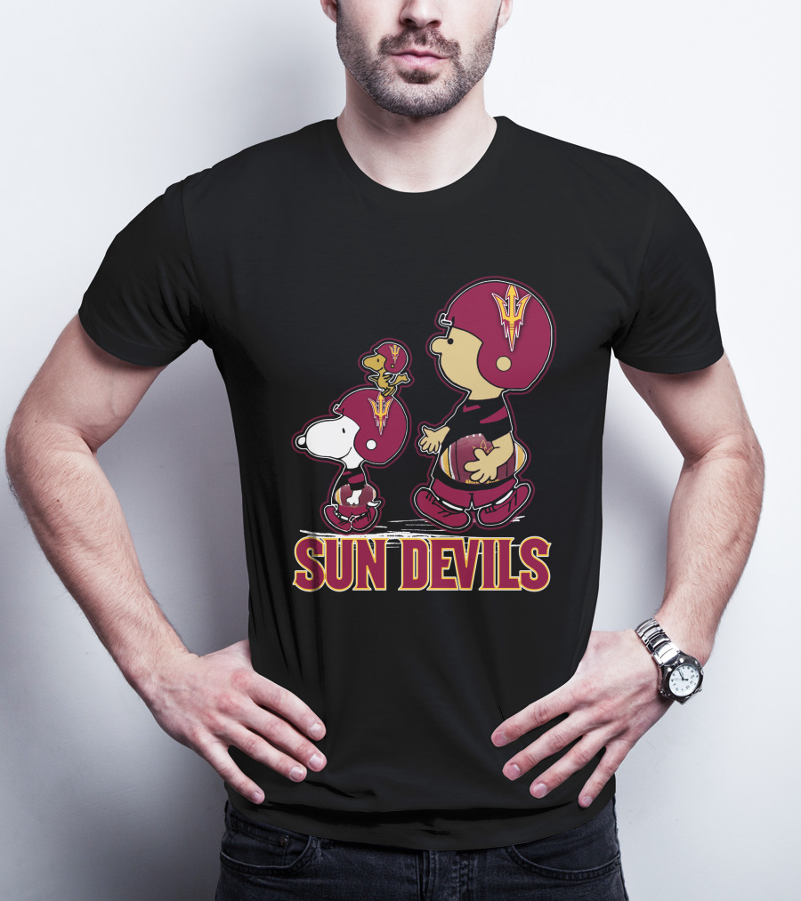Snpfootball Sun Devils Arizona Peanuts Crossover Football Theme T-Shirt