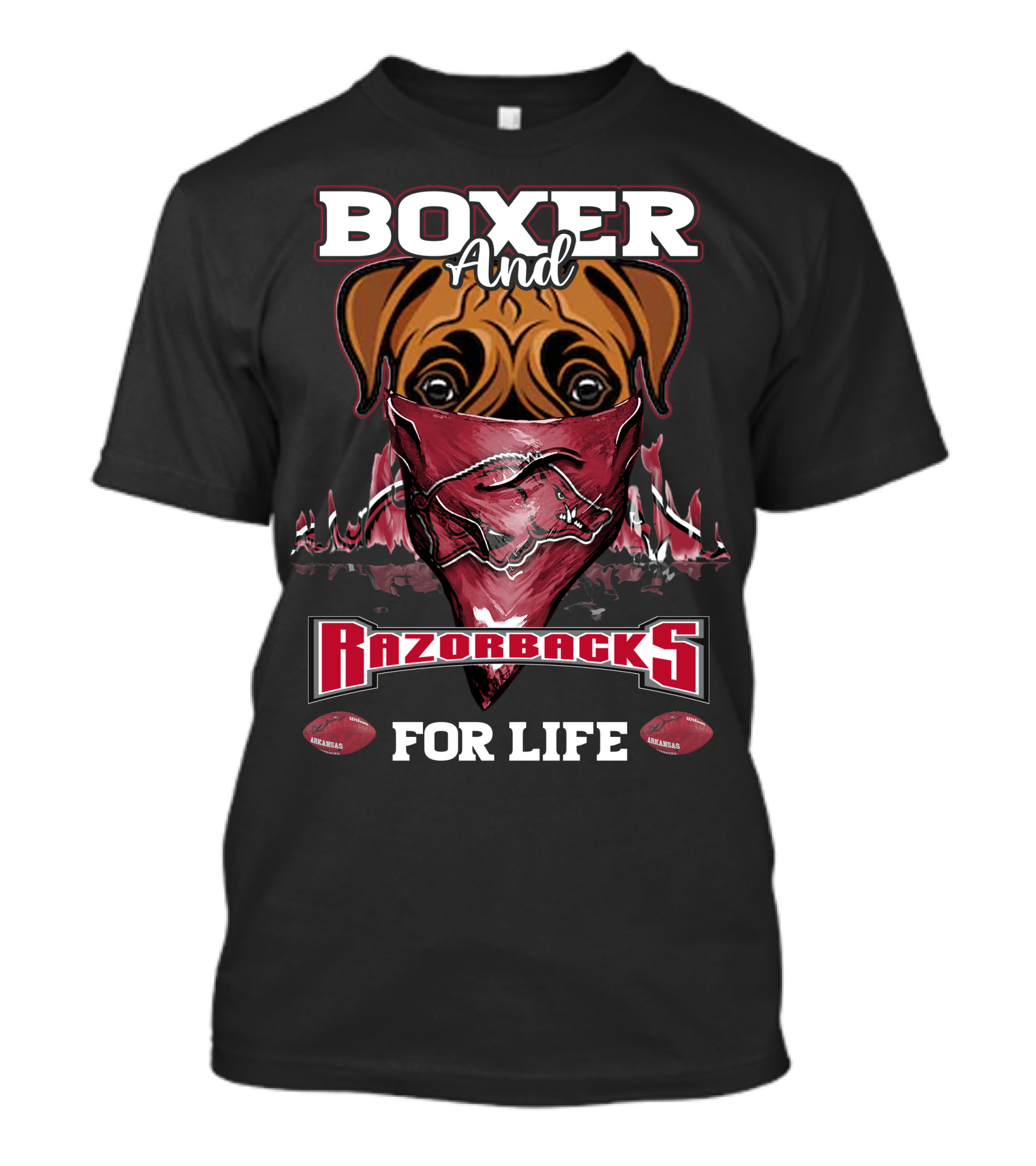 Boxer And Razorbacks For Life Arkansas T-Shirt