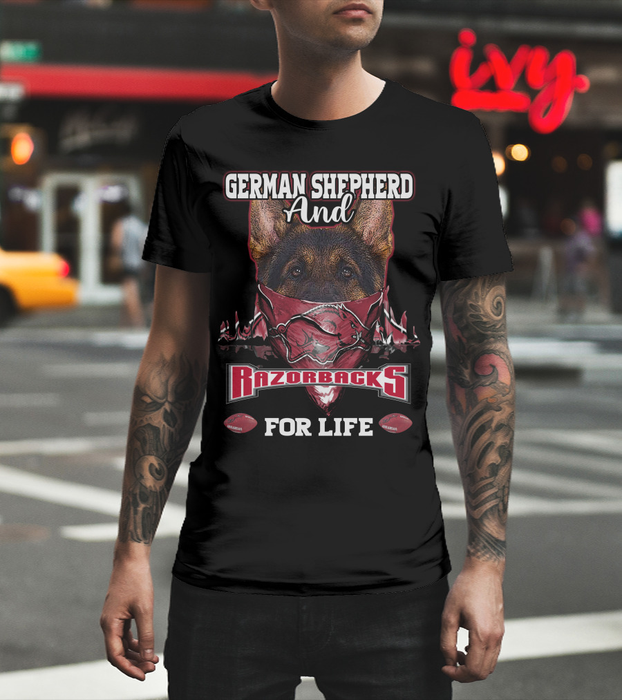 German Shepherd And Razorbacks For Life T-Shirt