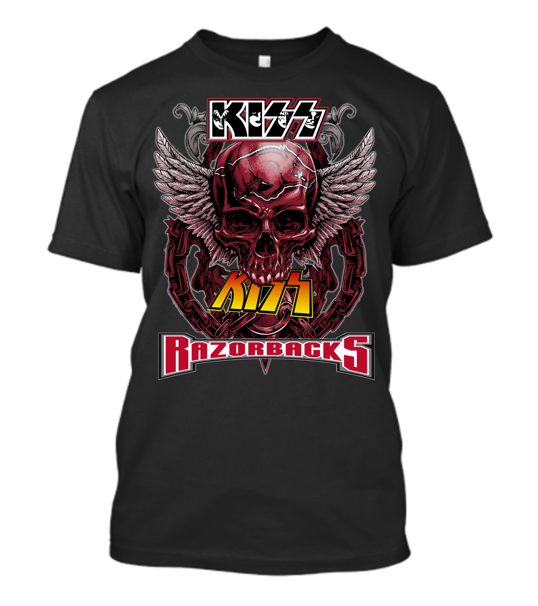 Kiss Razorbacks Winged Skull Chain T-Shirt