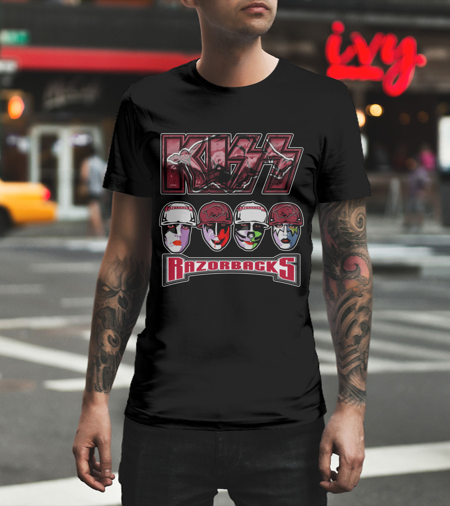 Kiss Arkansas Razorbacks Face Paint T-Shirt