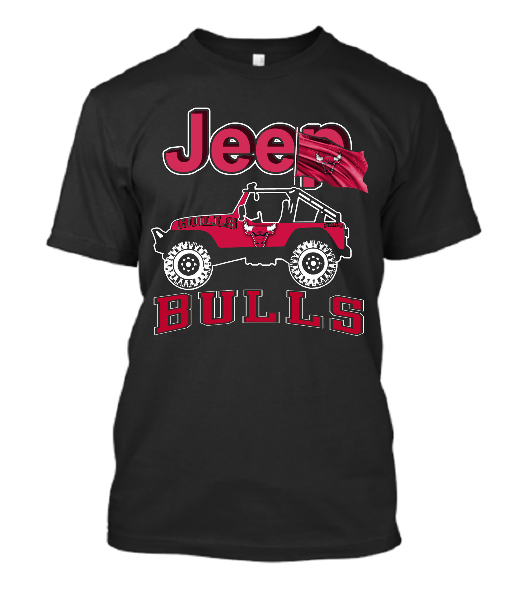 Jeep Bulls Chicago Bulls Flag T-Shirt