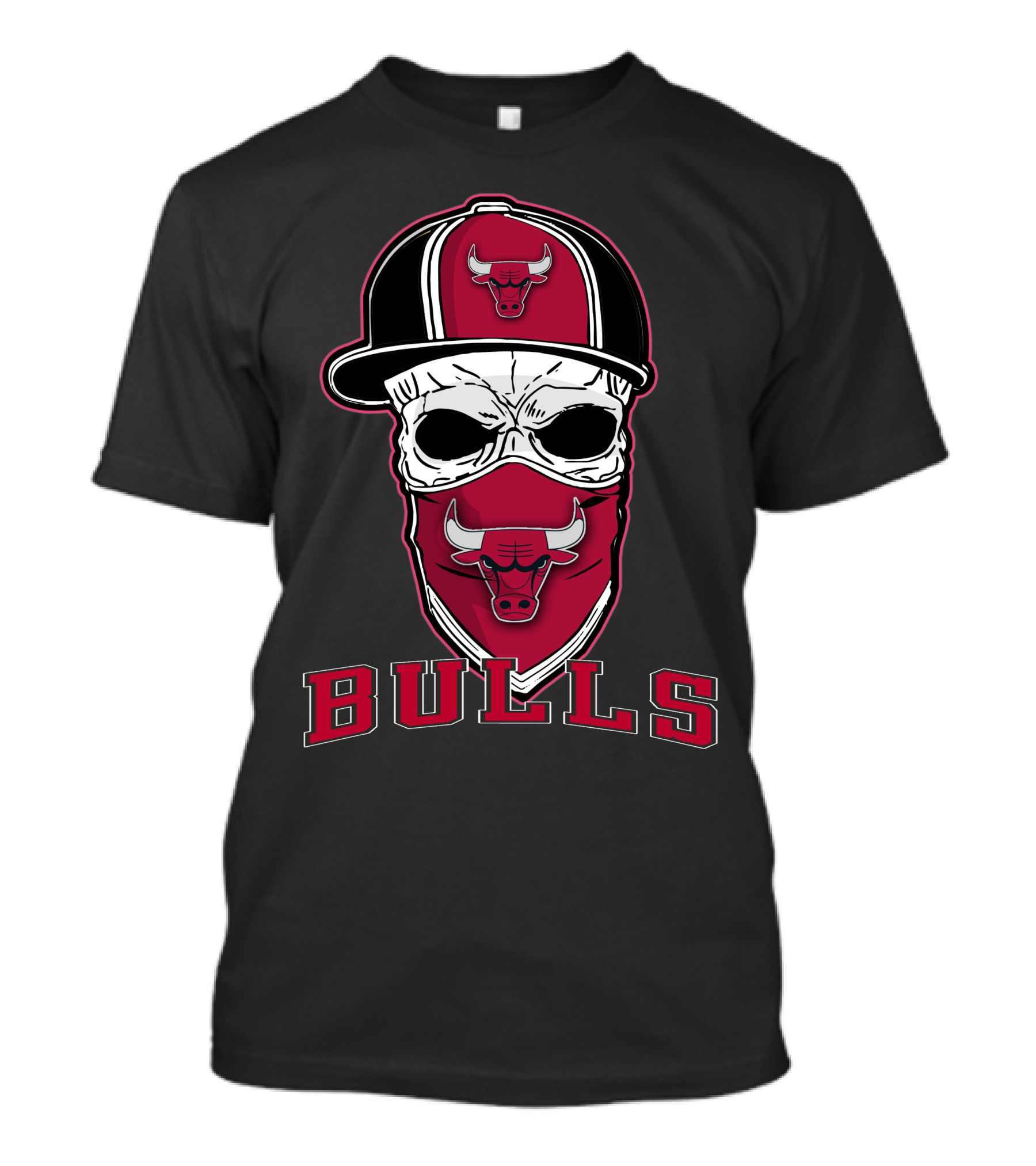 Bulls Skull With Cap And Mask T-Shirt