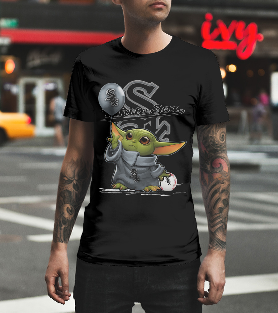 Yoda Chicago White Sox Balloon Baseball T-Shirt