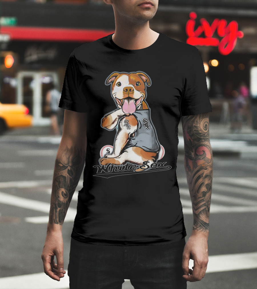 Pittbull White Sox Baseball Dog T-Shirt