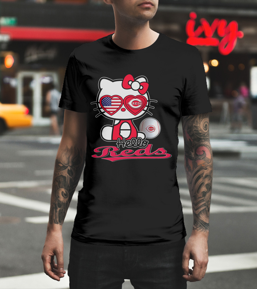 Hello Kitty Reds Cincinnati Baseball America T-Shirt