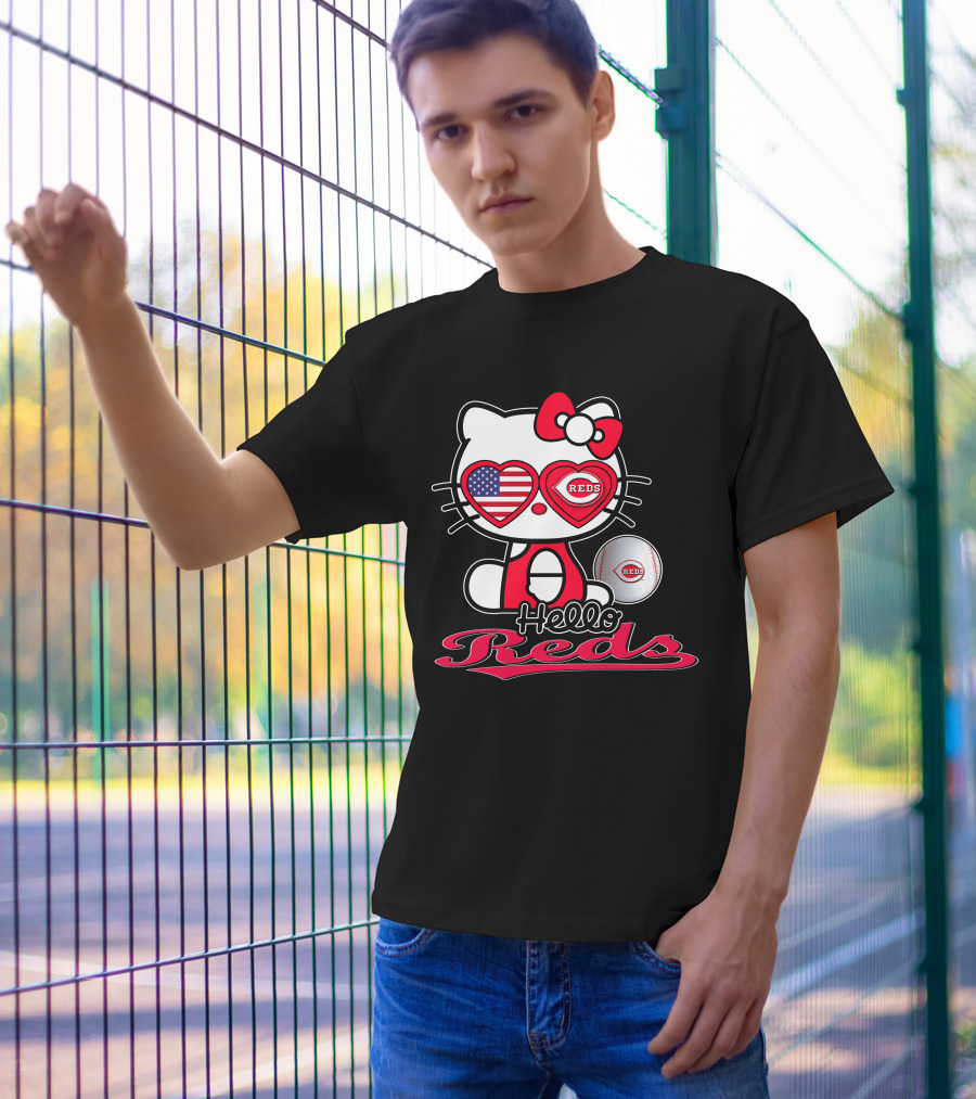 Hello Kitty Reds Cincinnati Baseball America T-Shirt