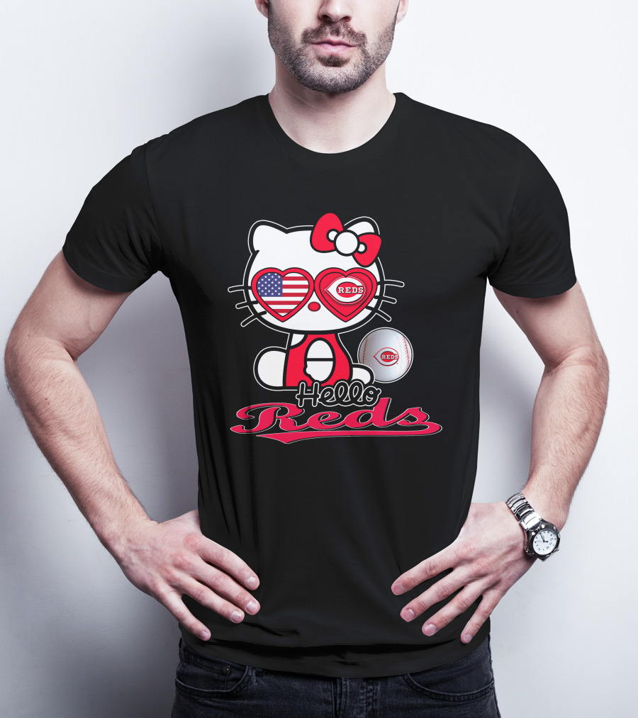 Hello Kitty Reds Cincinnati Baseball America T-Shirt