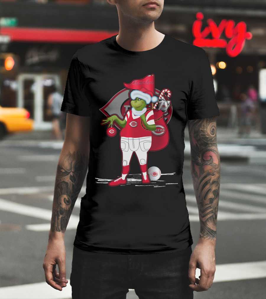 Grinchxmas Cincinnati Reds Holiday Baseball Character T-Shirt