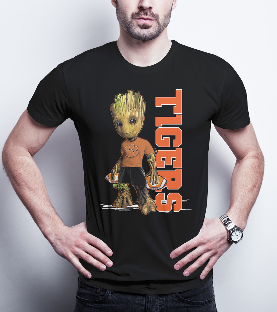Groot Clemson Tigers Football Fan Marvel Groot And Clemson University Sports Fan Gear T-Shirt