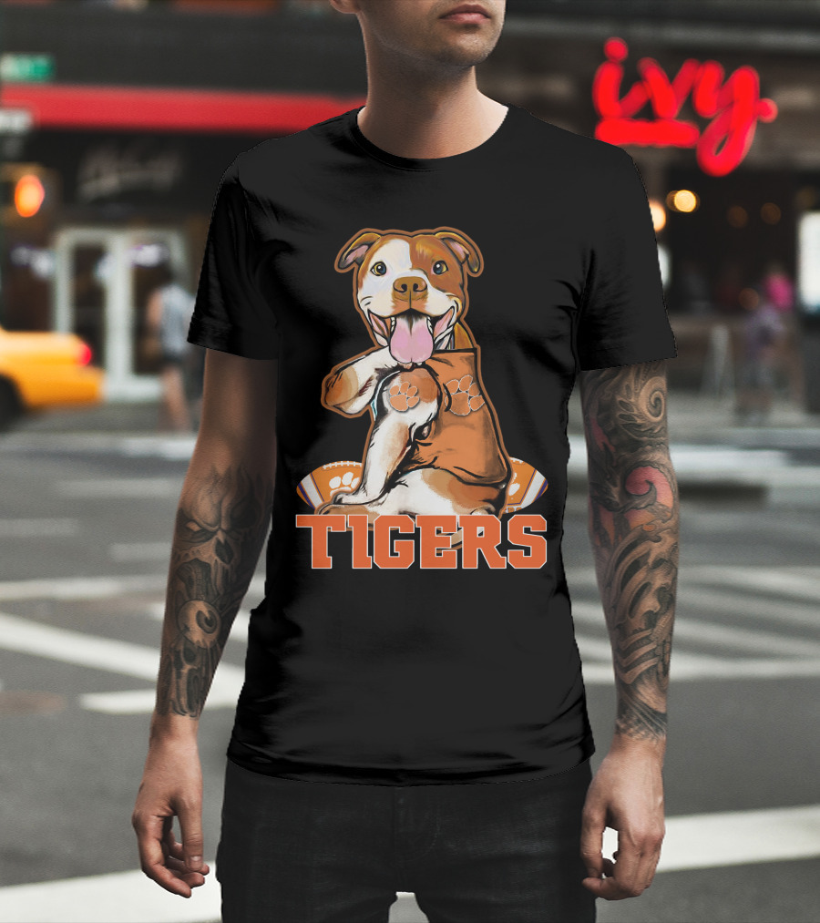 Pitbull Tigers Paw Football Clemson T-Shirt