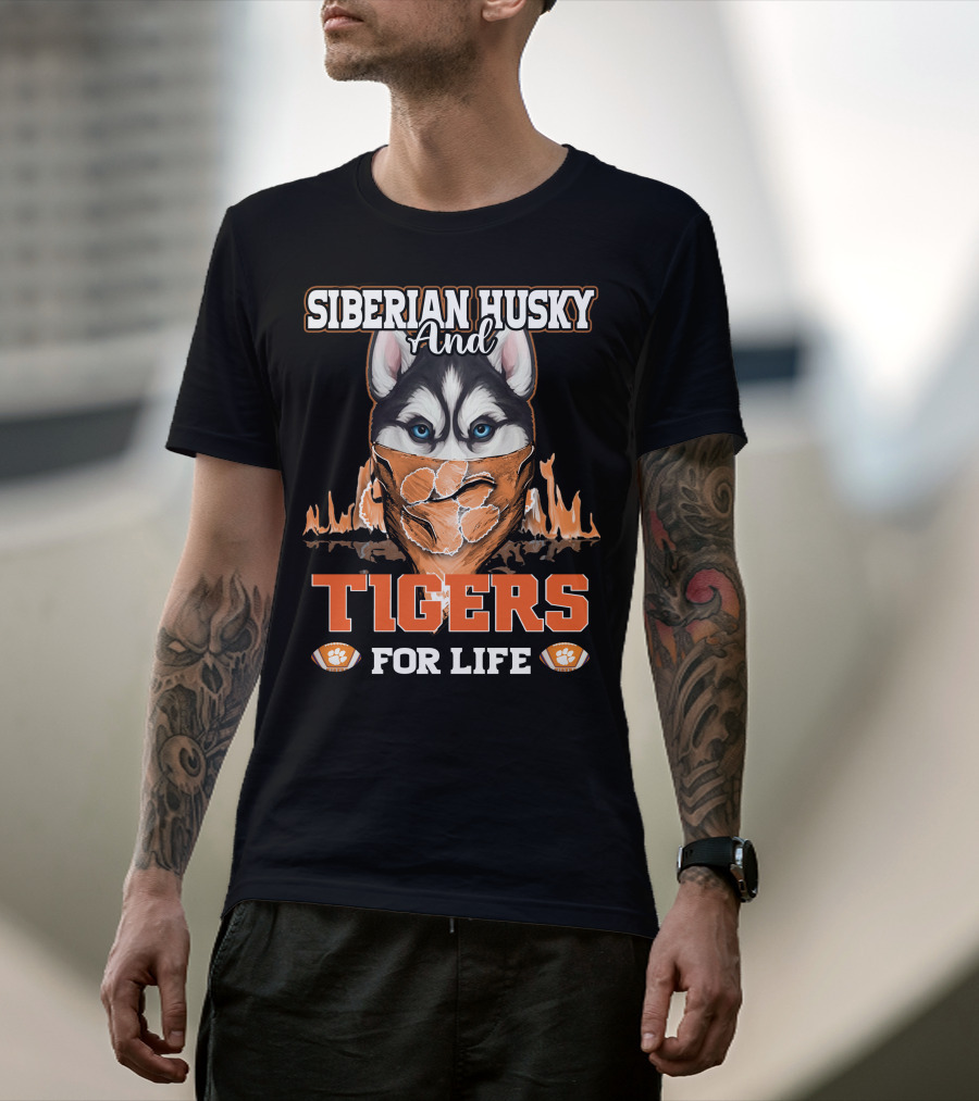 Siberian Husky And Tigers For Life T-Shirt