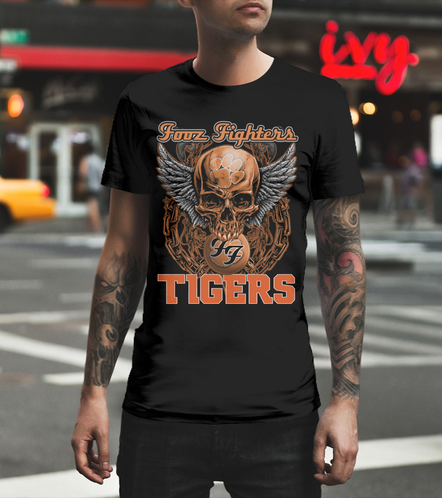 Fooz Fighters Skull Tigers Clemson T-Shirt