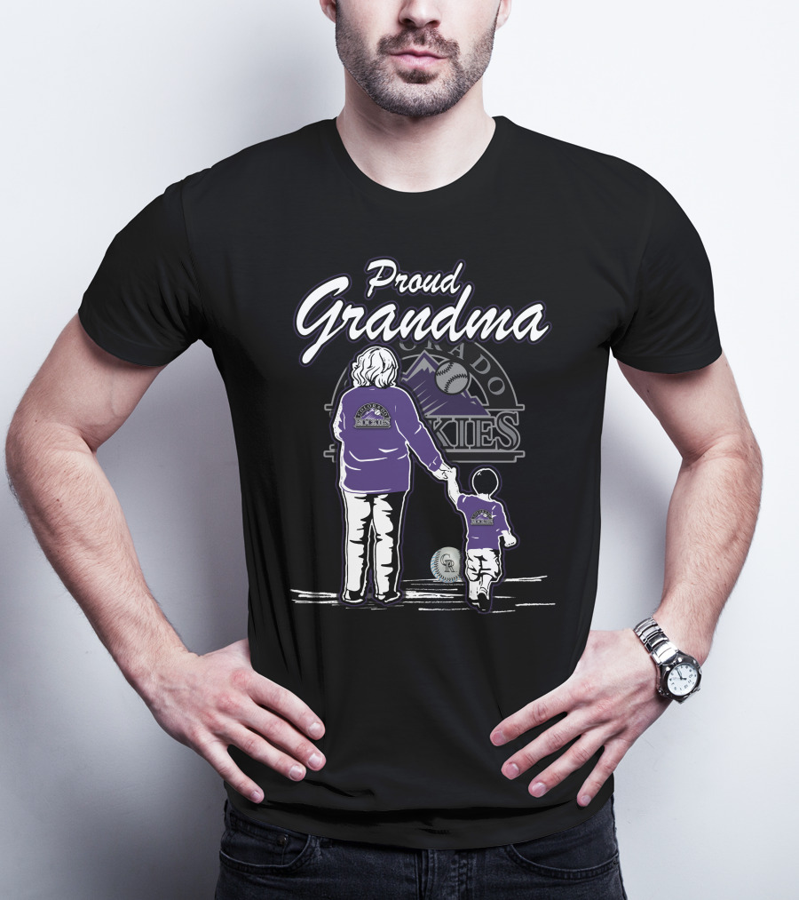 Proud Grandma Colorado Rockies Family Baseball Fan T-Shirt
