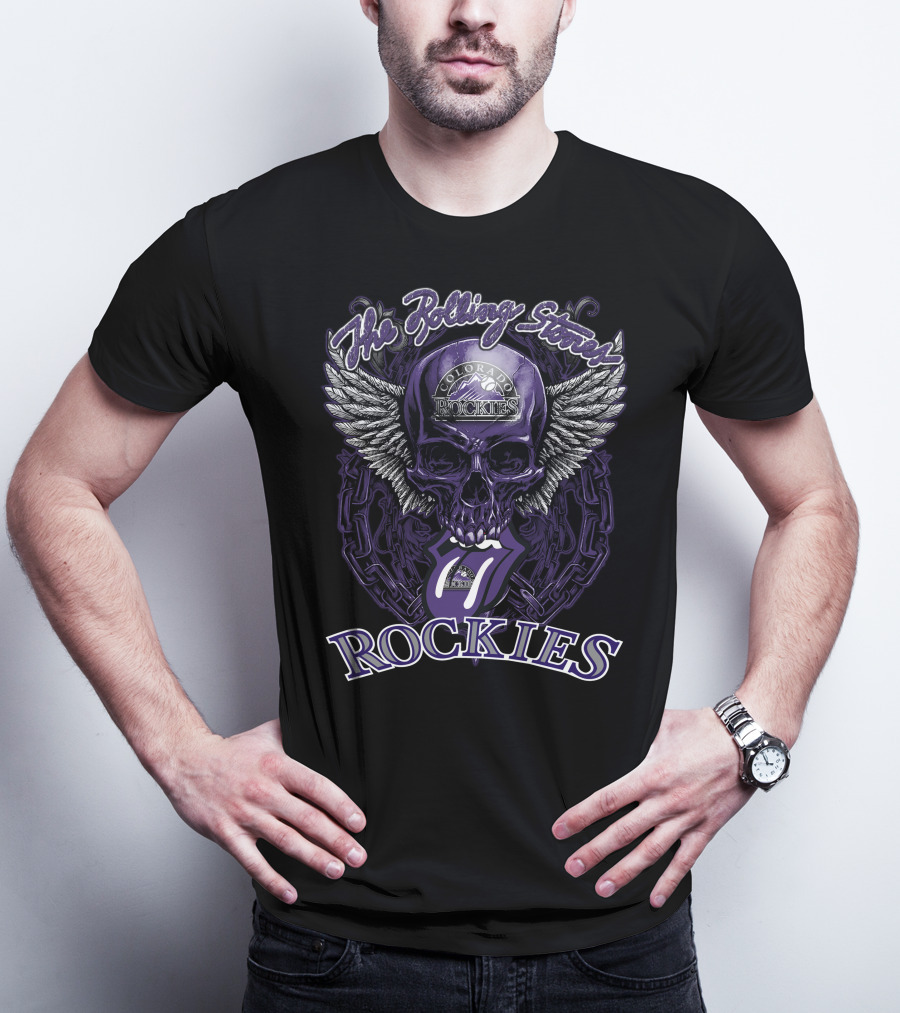 The Rolling Stones Colorado Rockies Skull With Wings And Tongue T-Shirt