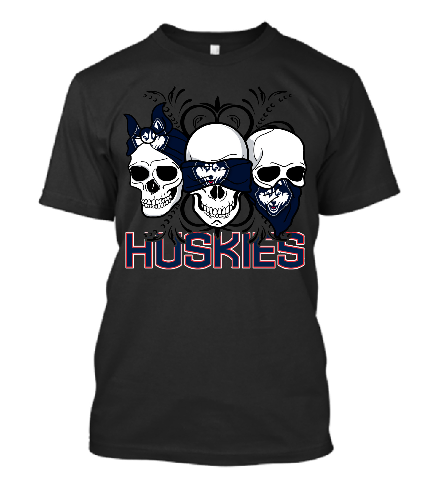 3 Skull Huskies Connecticut T-Shirt