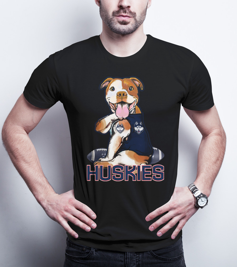 Pittbull Connecticut Huskies Football Mascot T-Shirt
