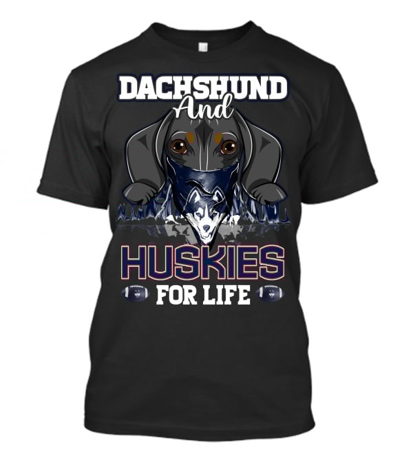 Dachshund And Huskies For Life Connecticut Football T-Shirt
