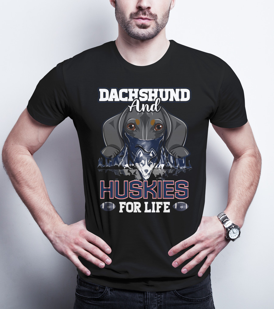Dachshund And Huskies For Life Connecticut Football T-Shirt