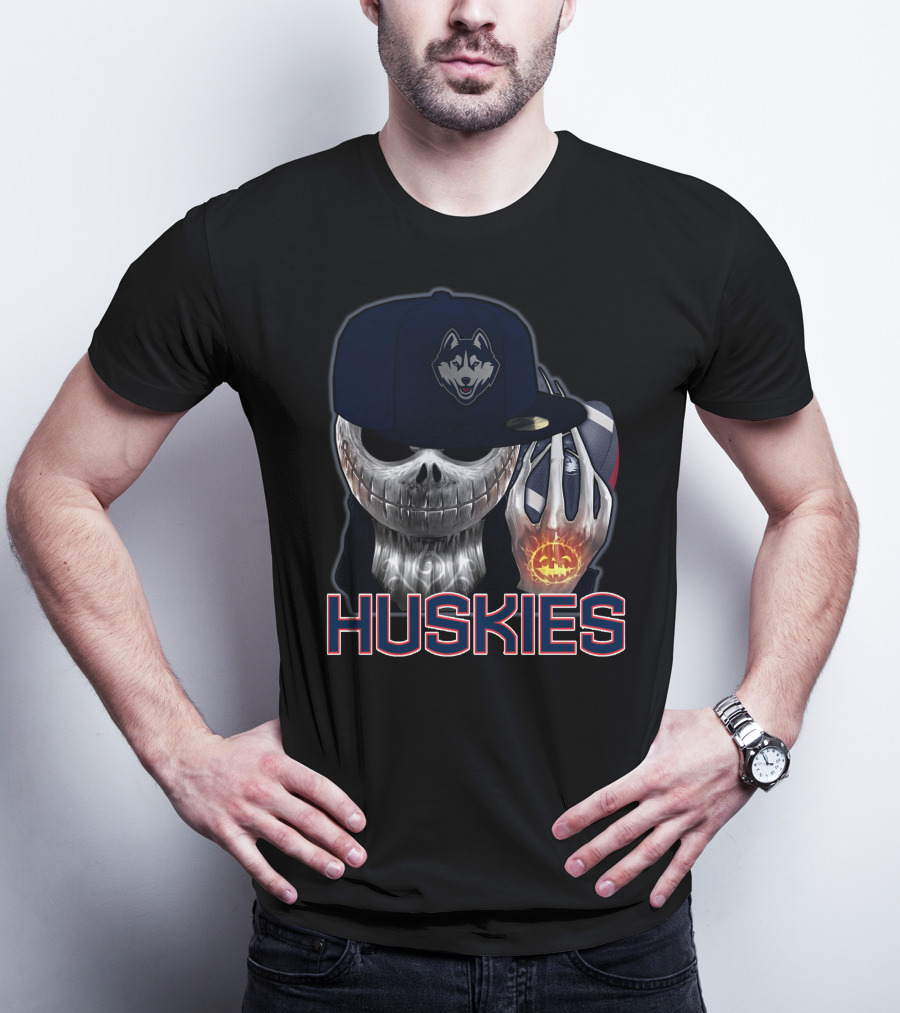 Jackskull Huskies Basketball Halloween Huskies T-Shirt