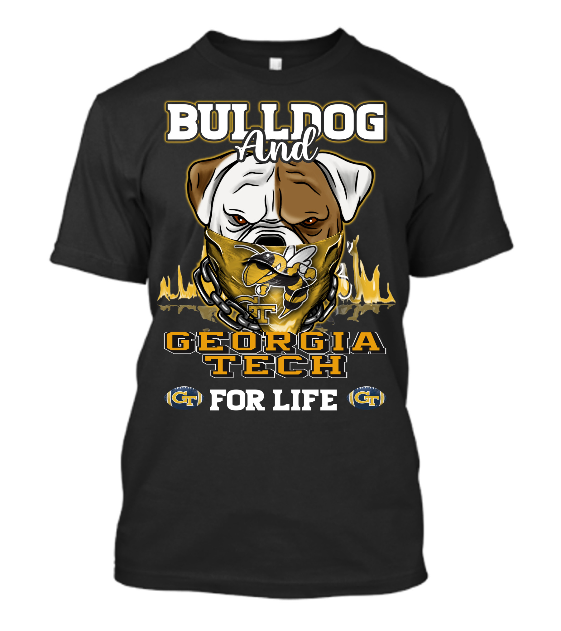 Bulldog And Georgia Tech Yellow Jackets For Life T-Shirt