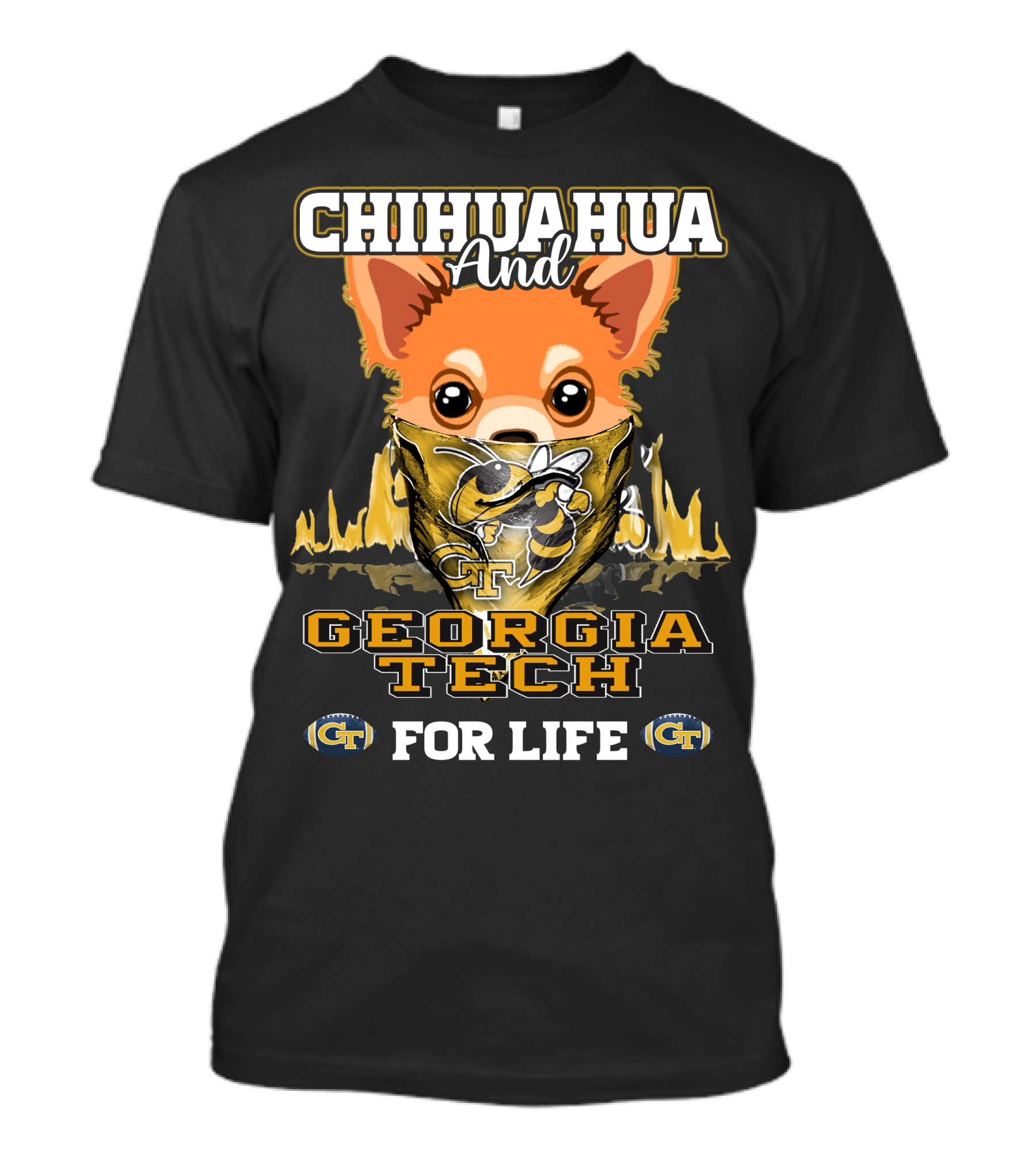Chihuahua And Georgia Tech For Life Yellow Jackets T-Shirt