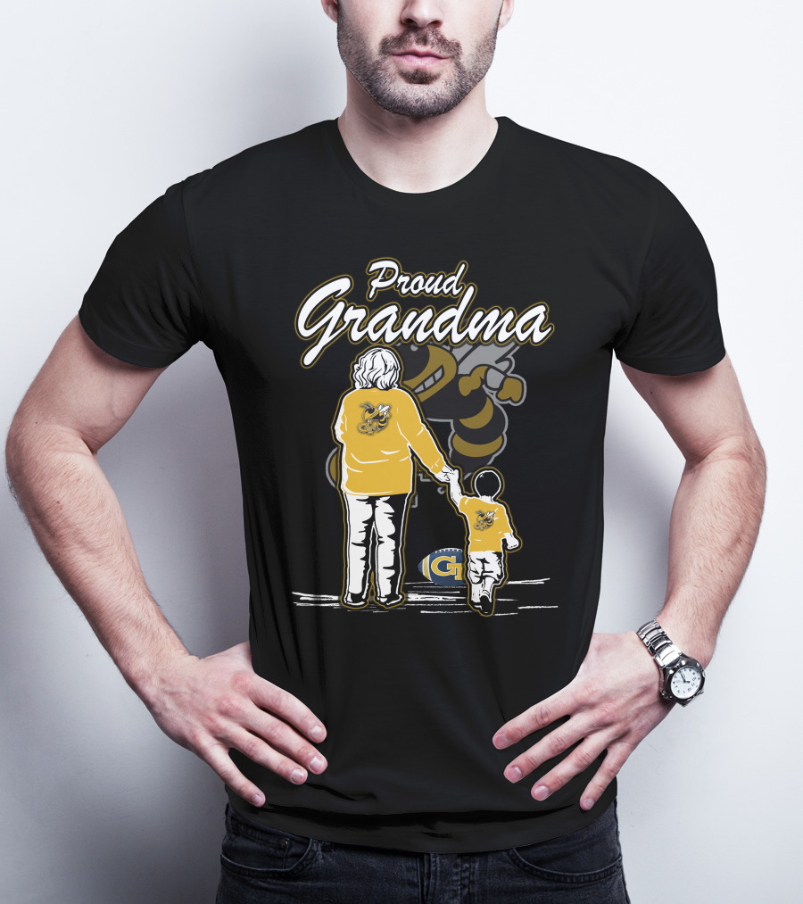 Proud Grandma Georgia Tech Yellow Jackets Buzz Football T-Shirt