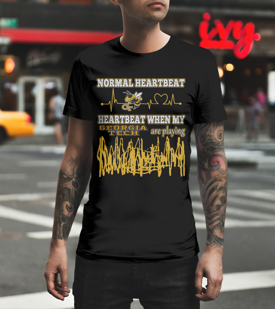Normal Heartbeat Heartbeat When My Georgia Tech Are Playing T-Shirt