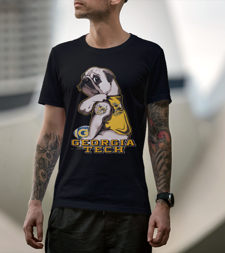 Georgia Tech Yellow Jackets Pug Football T-Shirt