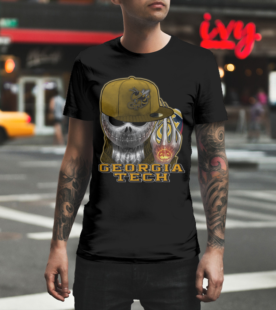 Jackskull Georgia Tech Yellow Jackets Skeleton Skull Halloween T-Shirt