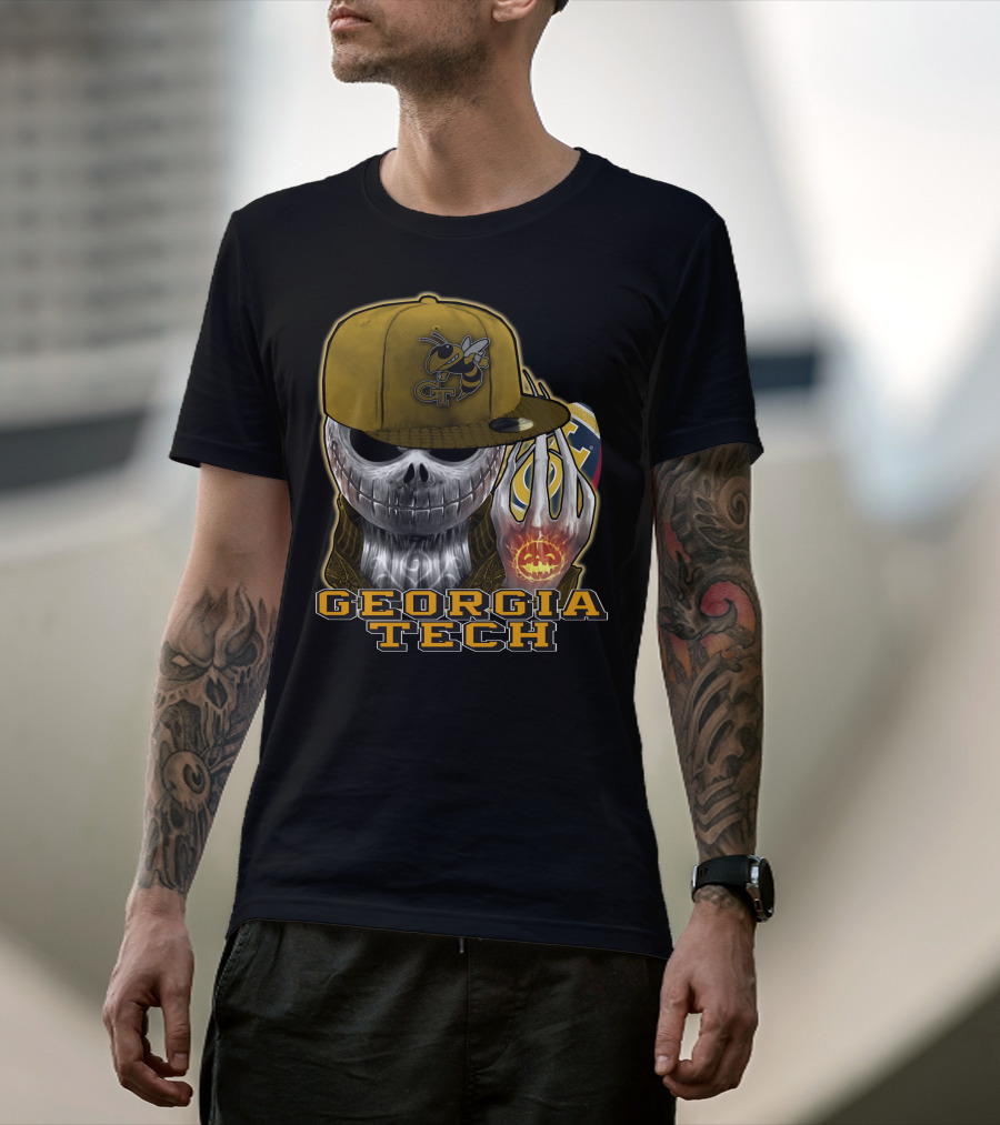 Jackskull Georgia Tech Yellow Jackets Skeleton Skull Halloween T-Shirt