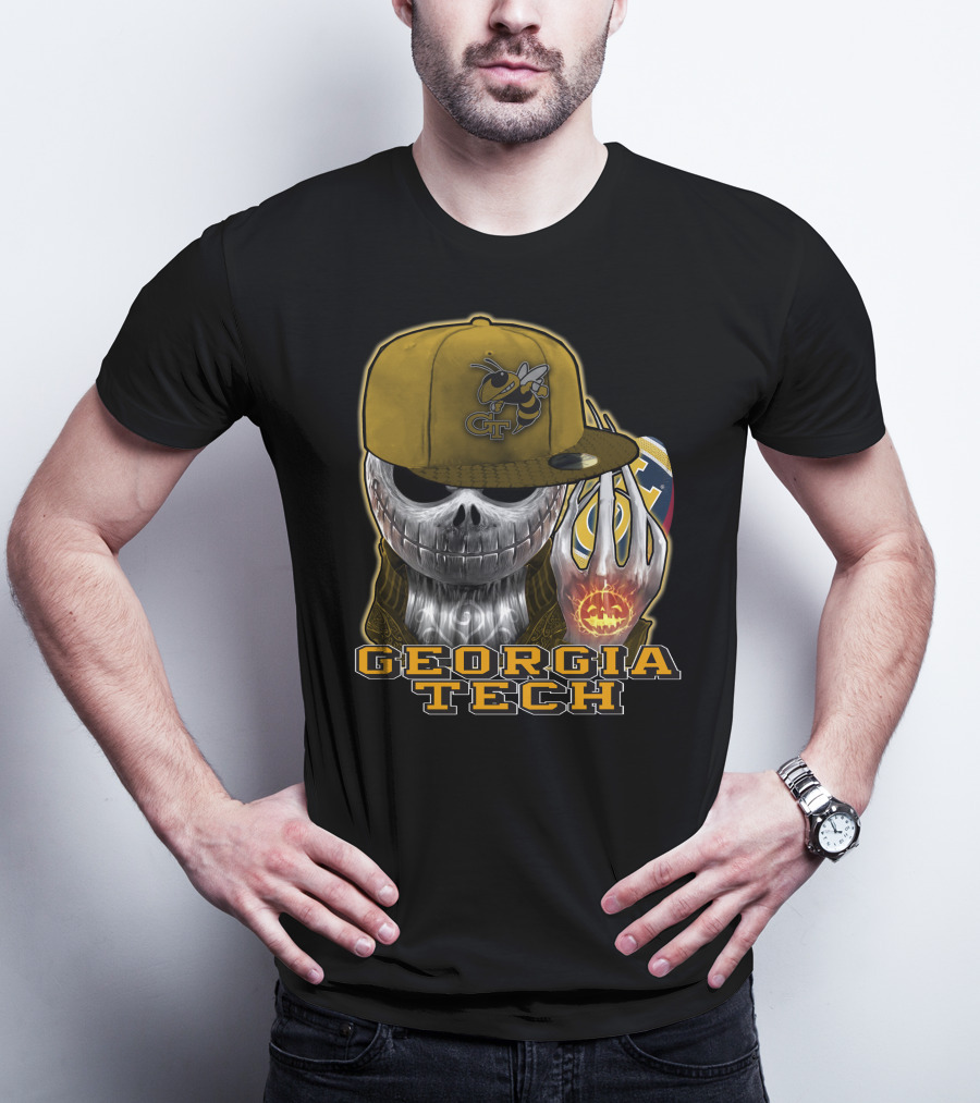 Jackskull Georgia Tech Yellow Jackets Skeleton Skull Halloween T-Shirt
